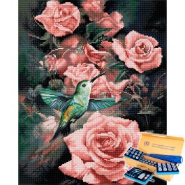 Set di Masterclass di ricamo con diamanti - Rose e colibrì - Diamond Dotz